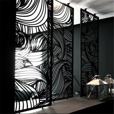 China Foshan customized color stainless steel screen for living room wall panel, hollow metal laser cutting screen for sale