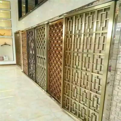 China Interior Design stainless steel partition wall laser cut screen with brushed color for luxury architectural projects for sale