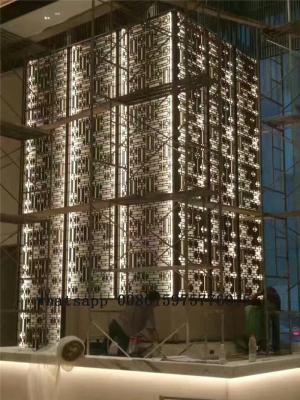 China restaurant wall divider 3D decorative panel stainless steel screen for sale