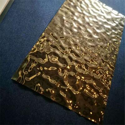 China Embossed Stainless Steel Panels Gold Mirror Finish For Hotels Villa Lobby Interior Decoration 201 304 316 for sale
