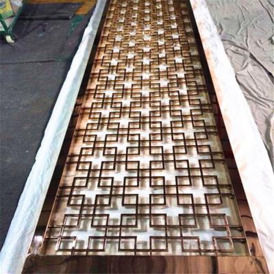 China Gold Stainless Steel Carved/ Engraved Mashrabiyia  Panels For Facade/Wall Cladding/ Curtain Wall/Ceiling for sale