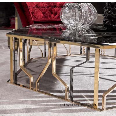 China Modern metal furniture rose gold stainless steel table for living room for sale