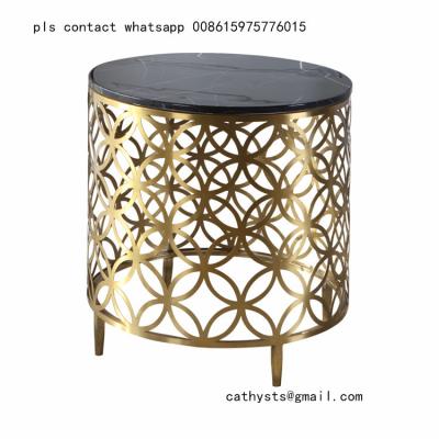 China gold-plating stainless steel marble table laser cutting design for hotel lobby for sale