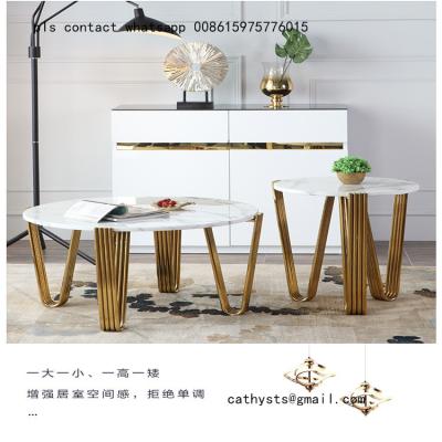 China stainless steel dinning table gold metal base marble table leg for sale