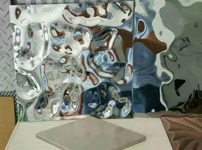 China Water Wave Shaped Stainless Steel Panels Rose Gold Mirror Finish For Column Cover Cladding for sale