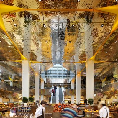 China 304 316 201 mirror polished silver  blooming stainless steel rippled sheet for interior and exterior ceiling wall for sale