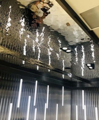 China 304 316 201 Mirror Polished Silver Gold Champagne Colored Beaten Stainless Steel Rippled Sheet For Stairs Facade for sale