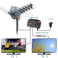 China Black VHF UHF Amplified Outdoor Digital TV Antenna 28dBi Gain Adhesive Mount for sale