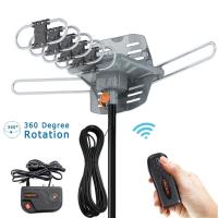 China Black VHF UHF Amplified Outdoor Digital TV Antenna 28dBi Gain Adhesive Mount for sale