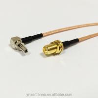 China RG316 Coaxial Jumper Cable 15cm F Female to CRC9 Male Right Angle RF Adapter Connector 50 Ohm for sale