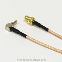 China RG316 Coaxial Jumper Cable 15cm F Female to CRC9 Male Right Angle RF Adapter Connector 50 Ohm for sale