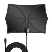 China 28dBi Flat HD Digital Indoor TV Antenna Signal Booster VHF UHF 174-862MHz for sale