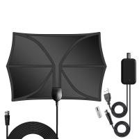 China 28dBi Flat HD Digital Indoor TV Antenna Signal Booster VHF UHF 174-862MHz for sale