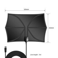 China 28dBi Flat HD Digital Indoor TV Antenna Signal Booster VHF UHF 174-862MHz for sale