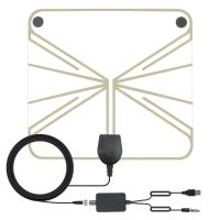 China 28dBi High Gain Indoor DTV Antenna VHF 174-230MHz UHF 470-862MHz Flat 3M Sticker Mount for sale