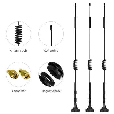 China Outdoor GSM Antenna 174-862MHz 2.5dBi Gain 50 Ohm Magnetic Base VHF Antenna with SMA Connector for sale