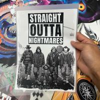 China Vintage Horror Halloween Scary Straight Outta Nightmares Custom Logo DTF Heat Transfer Sticker for Garments for sale