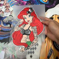 China Custom Dark Disney Princess DTF Transfer PVC Vinyl Sticker Iron On for T Shirts Clothing Labels 150°C for sale