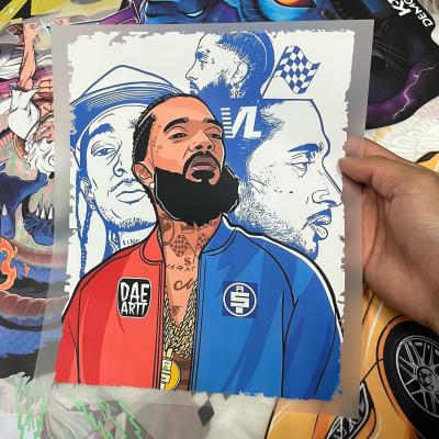 China Custom Nipsey Hussle Cartoon DTF Transfer Heat Press Iron On Sticker 150C 12s Factory Direct for sale