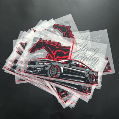 China Custom DTF Transfer Black Stang Gang Red Horse Heat Press Sticker for T Shirts 150°C 10-12 Seconds for sale