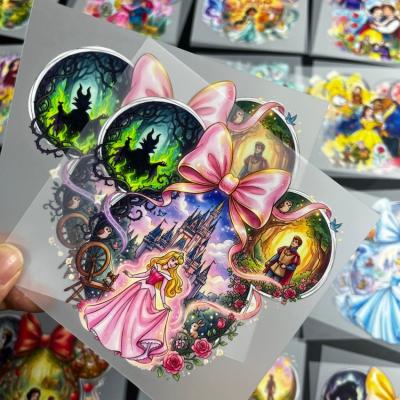 China Sleeping Beauty Aurora Mickey Head DTF Transfer - Ready to Press PET Film Iron On Sticker for T Shirts, Custom Private Logo Wholesale Heat Transfers for sale