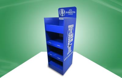 China Four Shelves POS Cardboard Displays Blue Assembly Floor Display Stands for sale