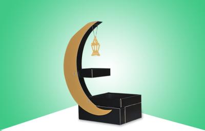 China Eye-catching Cardboard Display Moon Shape Model With Shelf for Selling Kids Candy for sale