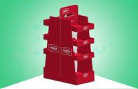 China Red POS Cardboard Advertising Displays 2 Sided Four Shelf Large Space Stable for sale