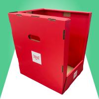 China Backpack PDQ Tray Display EB Double-Wall Corrugated Cardboard PMS185C Printing Flat-Pack for Retail Shelf for sale