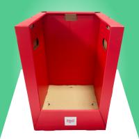 China Backpack PDQ Tray Display EB Double-Wall Corrugated Cardboard PMS185C Printing Flat-Pack for Retail Shelf for sale