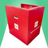 China Backpack PDQ Tray Display EB Double-Wall Corrugated Cardboard PMS185C Printing Flat-Pack for Retail Shelf for sale