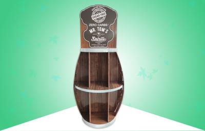 China Heavy Duty Barrel Shape Cardboard Floor Display Stands Two Shelf For Selling Spirit for sale