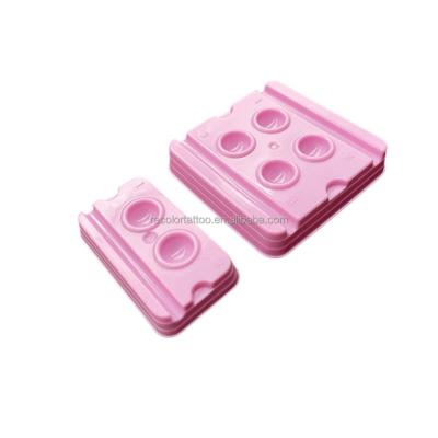China Disposable White Plastic Tattoo Ink Tray Pigment Palette Holder with Adhesive Color Palette Display Permanent Makeup Accessory for sale