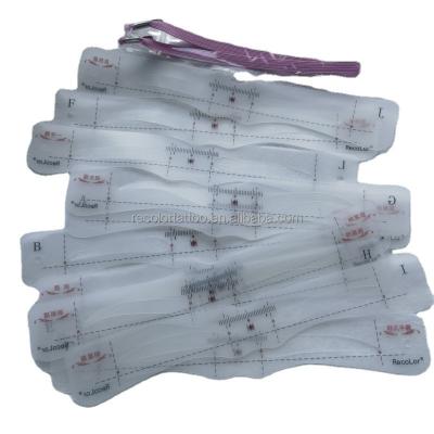 China Private Label Eyebrow Shaper DIY 12 Set Soft Ruler Brow Definer Eyebrow Stamp Card Soft Ruler Stencil Shaping Makeup Tool for sale