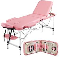 China 3-Fold Portable Aluminum Microblading Tattoo Table for Spa Treatments Black/Pink/Beige Color Microblading Tattoo Accessory for sale