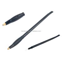 China New 2-in-1 Disposable Microblading Pen 18U 5R Blade Feather Brows Semi Permanent Makeup 3D Brows HairStrokes Ruler for sale