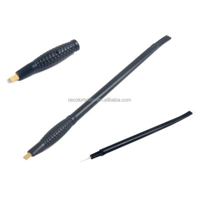 China New 2-in-1 Disposable Microblading Pen 18U 5R Blade Feather Brows Semi Permanent Makeup 3D Brows HairStrokes Ruler for sale