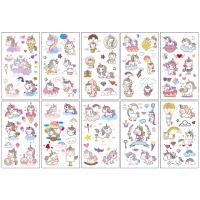 China Cartoon Uni-Corn Temporary Tattoo Stickers Water-Proof Body Art for Kids Cute Children & Mermaid Dinosaur Animals for sale