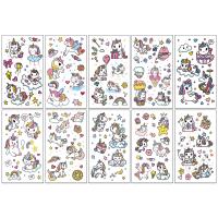 China Cartoon Uni-Corn Temporary Tattoo Stickers Water-Proof Body Art for Kids Cute Children & Mermaid Dinosaur Animals for sale