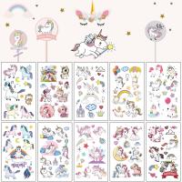 China Cartoon Uni-Corn Temporary Tattoo Stickers Water-Proof Body Art for Kids Cute Children & Mermaid Dinosaur Animals for sale