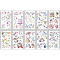 China Cartoon Uni-Corn Temporary Tattoo Stickers Water-Proof Body Art for Kids Cute Children & Mermaid Dinosaur Animals for sale