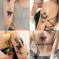 China New Black Butterfly Temporary Tattoo Sticker Paper Design for Body Application for Arm Collarbone Chest for sale