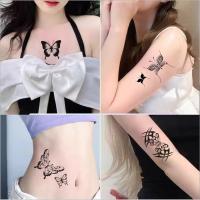 China New Black Butterfly Temporary Tattoo Sticker Paper Design for Body Application for Arm Collarbone Chest for sale