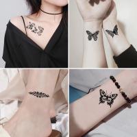 China New Black Butterfly Temporary Tattoo Sticker Paper Design for Body Application for Arm Collarbone Chest for sale