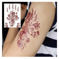 China European American Vermilion Geometric Pattern Temporary Body Tattoo Waterproof Red Brown White Lace for Parties for sale