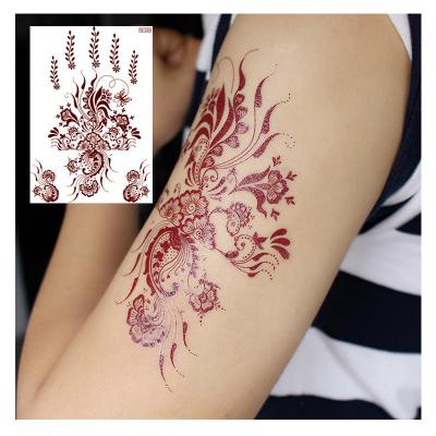 China European American Vermilion Geometric Pattern Temporary Body Tattoo Waterproof Red Brown White Lace for Parties for sale