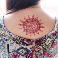 China European American Vermilion Geometric Pattern Temporary Body Tattoo Waterproof Red Brown White Lace for Parties for sale
