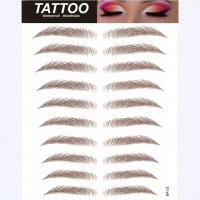 China Custom 6D Waterproof Immerse-in-Water Embroidery Temporary Fashionable Natural Simulation Eyebrow Tattoo Stickers Paper for Face for sale