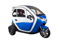 China Blue Enclosed Electric Tricycle With Safety Belt Disc Brake System Sightseeing for sale