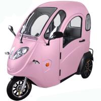 China Pink Enclosed Cabin 3 Wheels Electric Car 25km/H Corrosion Resistance for sale